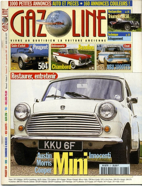 GAZOLINE N°27 08/1997 AUSTIN-MORRIS-COOPER MINI PEUGEOT 504 Cab SIMCA ...