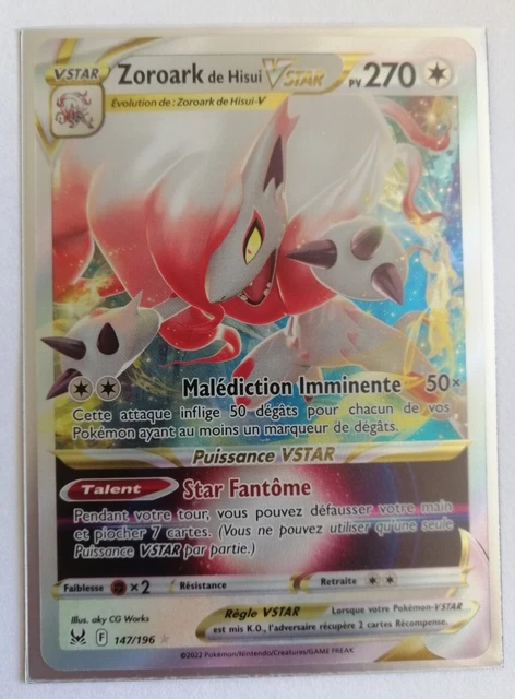 CARTE POKÉMON ZOROARK DE HISUI VSTAR EB11 ORIGINE PERDUE 147/196 NEUVE VF EUR 10,00 - PicClick FR
