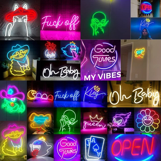NEON SIGN LIGHT LED Wall Lights Visual USB Bar Lamp Kids Room Night ...