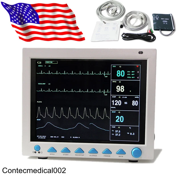 MEDICAL ICU VITAL Signs Patient Monitor 6 Parameter ECG/NIBP/SPO2/TEMP ...