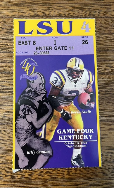1998 KENTUCKY VS LSU Football Ticket Stub 10/17/98 Billy Cannon Kevin ...