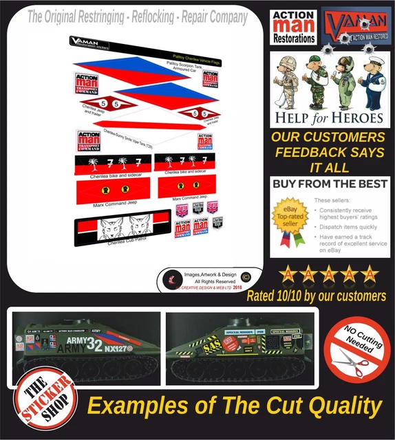 ACTION MAN VEHICLES Whip Flags Palitoy / Cherilea Stickers Decals Die ...