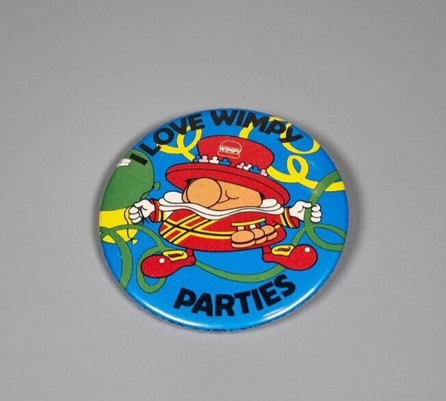 VINTAGE WIMPY BADGE I Love Wimpy Parties 1980s £3.99 - PicClick UK