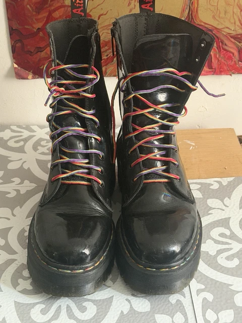 DR. MARTENS JADON Hi Patent Leather Platform Combat Boots Black UK 8 EU ...