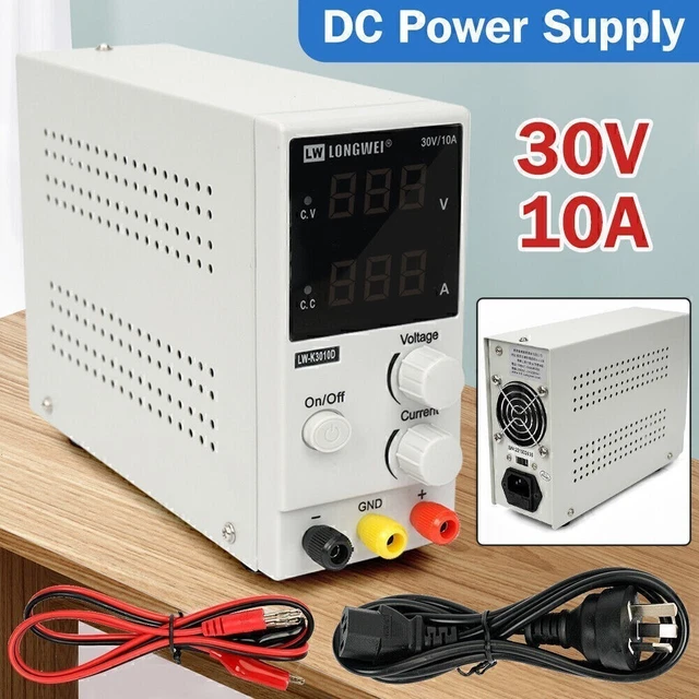 DC POWER SUPPLY 30V 10A Adjustable with 3-Digits LED Variable Lab Bench ...