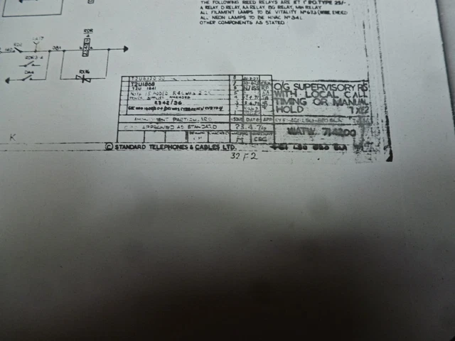 GPO STROWGER TXE2 Diagram Outgoing Supervisory Relay Set With Lct Watw ...
