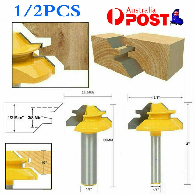 1/4'' /1/2''-3/8& 45 Degree Lock Miter Router Bit Woodwork Tenon Cut ...