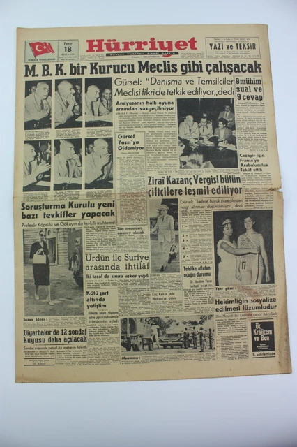 HURRIYET TURKISH NEWSPAPER 1960s REZA SHAH PAHLAVI Fawzia of Egypt ...
