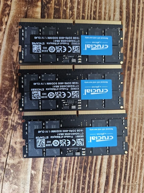 CRUCIAL DDR5 RAM 16GB 4800MHz SODIMM CL40 £104.70 - PicClick UK