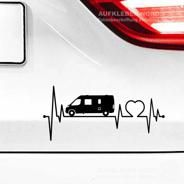 HERZSCHLAG WOHNMOBIL 20CM Bus Heckaufkleber B113 Autoaufkleber Camper Urlaub Neu EUR 11,90 ...