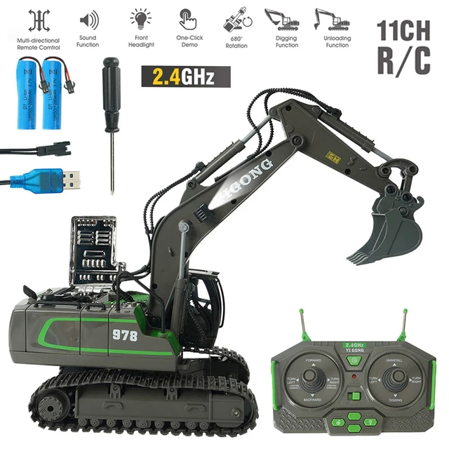 REMOTE CONTROL DIGGER Kids Excavator Truck RC Digger Tractor Toys ...