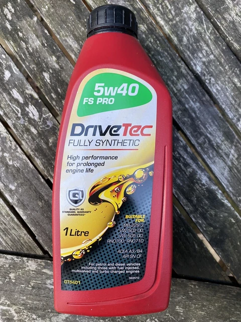 DRIVETEC 5W40 ENGINE Oil 1L 1 Litre Fully Synthetic FS Pro A3/B4 SN/CF ...