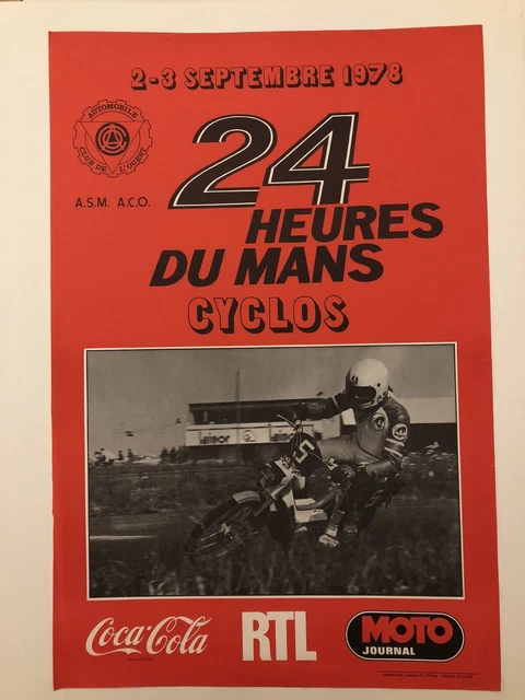 Affiche Originale 24 Heures Du Mans Cyclos 2 3 Septembre 1978 Eur 85 00