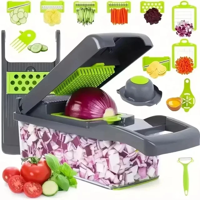 14-IN-1 MANDOLINE VEGETABLE Slicer Salad Fruit Cutter Grater Chopper £9 ...