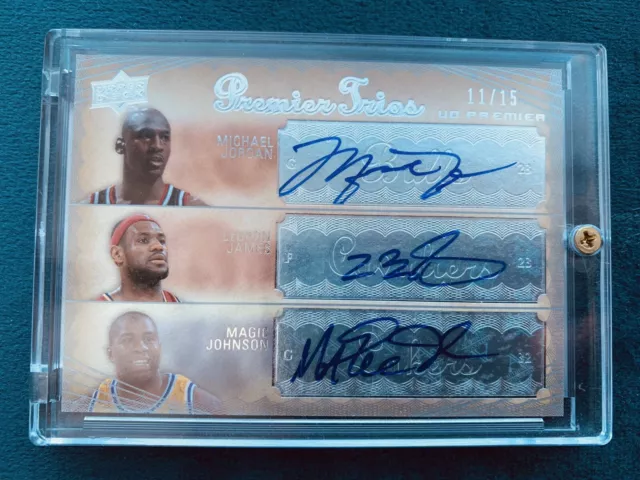 Unique Michael Jordan Lebron James Magic Johnson Triple Trios Auto