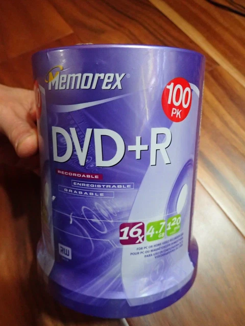 MEMOREX DVD+R 4.7 GB Recordable Discs 100 Pack 120 min Spindle 1-16x ...