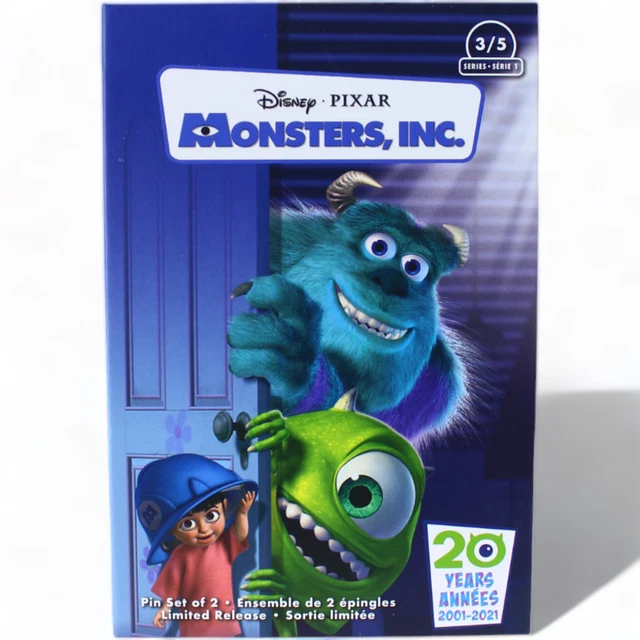 DISNEY PIXAR MONSTERS Inc VHS Pin Set Limited Release Series 1 3/5 BOX ...