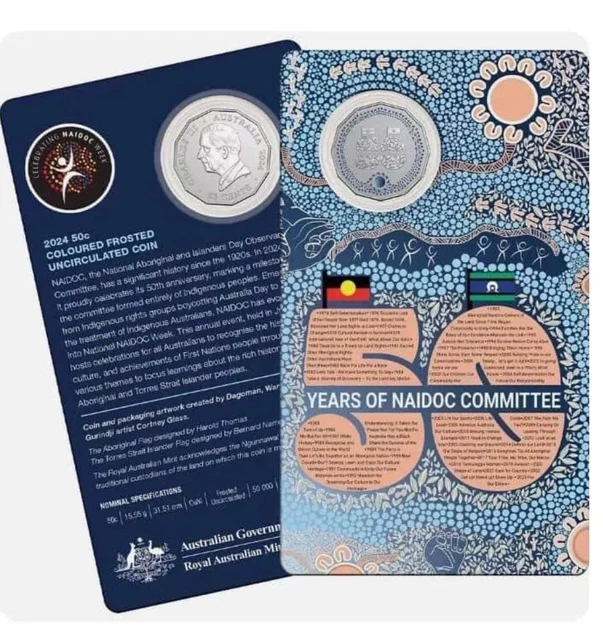 AUSTRALIA NAIDOC 50TH Anniversary 2024 50c Colour Frosted Uncirculated Coin PRE $50.00 - PicClick AU
