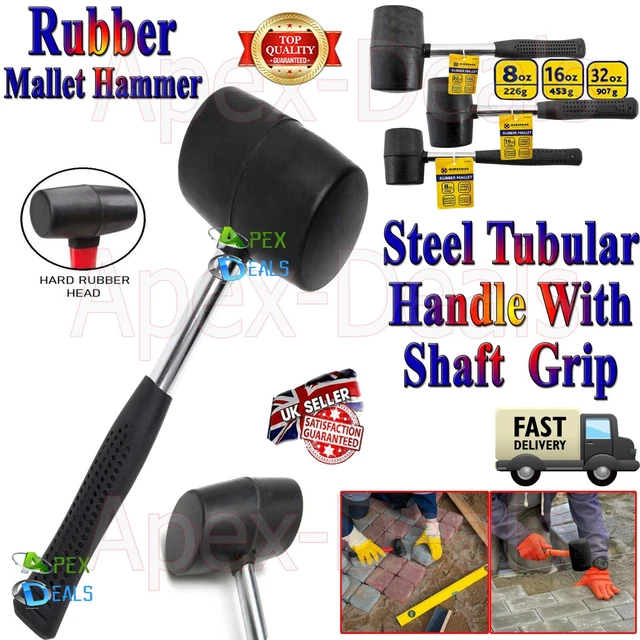 RUBBER MALLET HAMMER Tubular Handle Shaft Grip Racking Paving DIY Tool ...