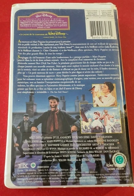 *VHS FRENCH MOVIE Mary Poppins - Collection Chefs-d'oeuvre Walt Disney ...