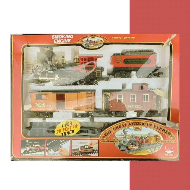 GREAT AMERICAN EXPRESS Railroad Train Set #185 New Bright 1989 Smoking ...