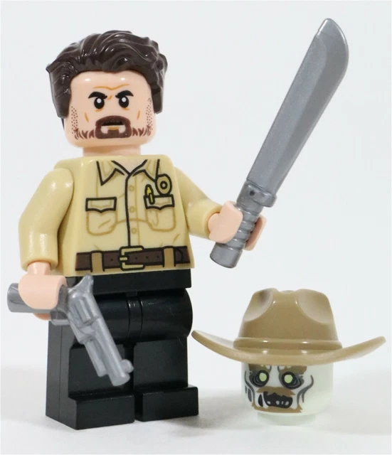 NEW LEGO WALKING Dead Rick Grimes Minifigure Zombie - Made Of Genuine ...