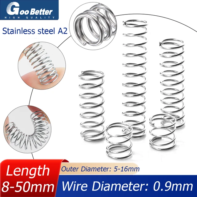 COMPRESSION SPRING WIRE Dia 0.9mm Pressure Small Stainless steel 8-50mm ...