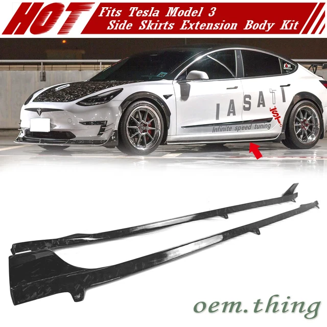 17-22 FIT FOR Tesla Model 3 Fastback V Side Skirts BodyKits Forge ...