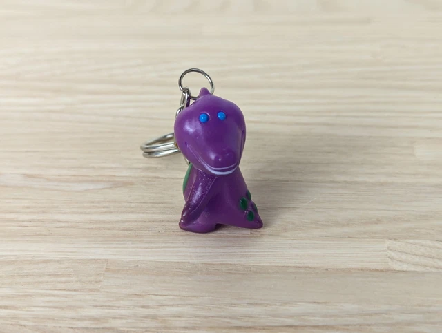 VINTAGE BARNEY KEYCHAIN Toy 2.5" Collectible Barney The Purple Dinosaur ...