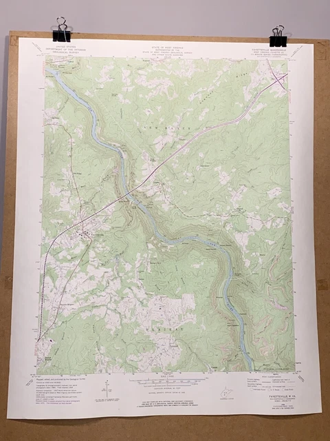 FAYETTEVILLE WEST VIRGINIA WV County Map 1976 Geological Topographical ...
