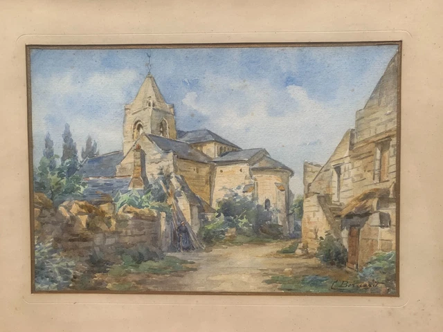 ANCIENNE AQUARELLE ET rehauts de gouache signée C. BERNARD Vue de Bretagne EUR 350,00 - PicClick FR
