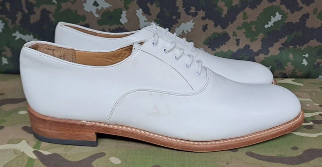 BRITISH ROYAL NAVY White Leather Naval Dress Uniform Parade Shoes Mens ...