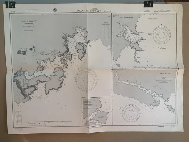 ORIGINAL WWII US Navy Map of New Zealand - Plans In Stewart Island WW2 ...