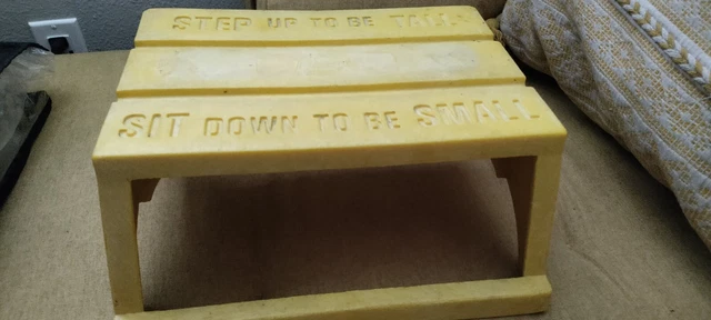 EMPIRE STEP STOOL Yellow Step Up To Be Tall Sit Down Be Small Vintage ...