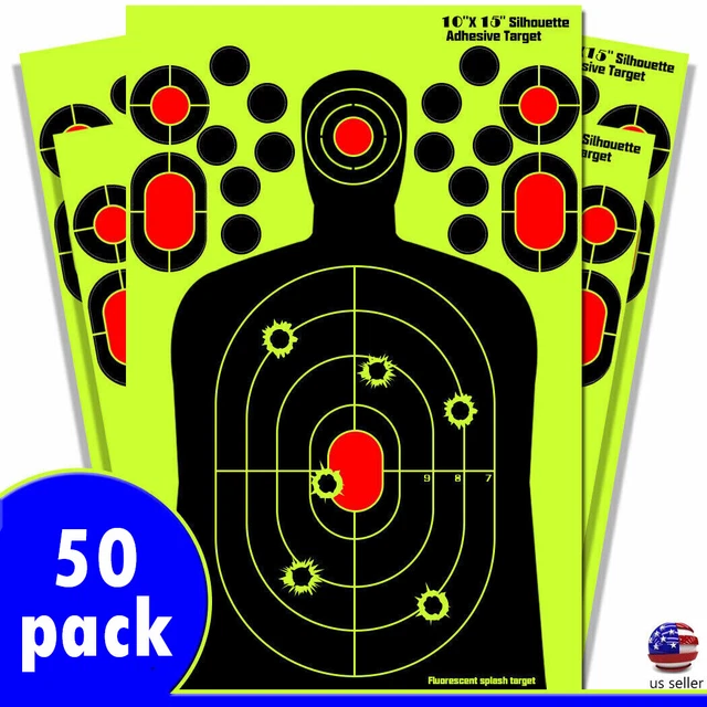 50 PACK SHOOTING Targets Splatter Glow Gun Rifle Paper Target Adhesive ...
