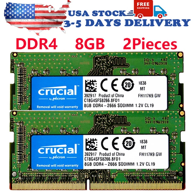 CRUCIAL DDR4 8GBX2 2666MHZ PC4-21300 Laptop SODIMM 260-Pin Notebook ...