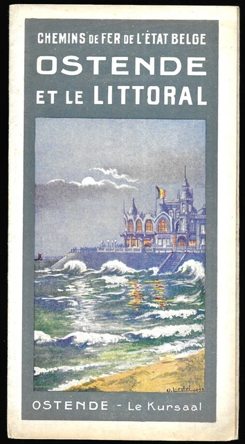 ANTIQUE BELGIAN NATIONAL Railways Map Brochure Ostende Ostend & Coast ...