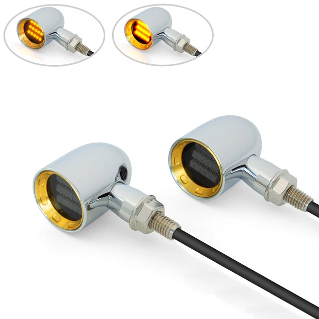 CUSTOM MOTORCYCLE LED Bullet Turn Signals Chrome with Gold Bezel ...