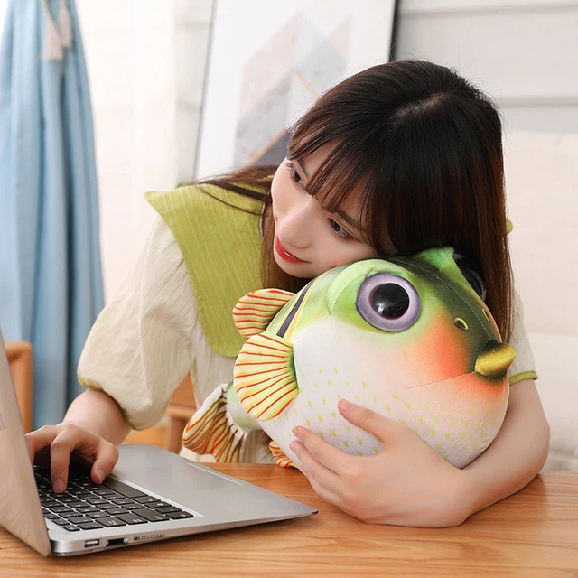 CUTE PUFFER FISH Plush Toy Cartoon Soft Stuffed Animal Fluffy Toy Throw ...