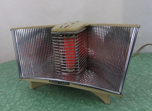 VINTAGE VULCAN ConRay 2 bar radiant Space Heater -1950's Sheild shape ...