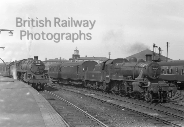 LARGER NEGATIVE BR British Railway Steam Loco 73000 46499 at Derby ...