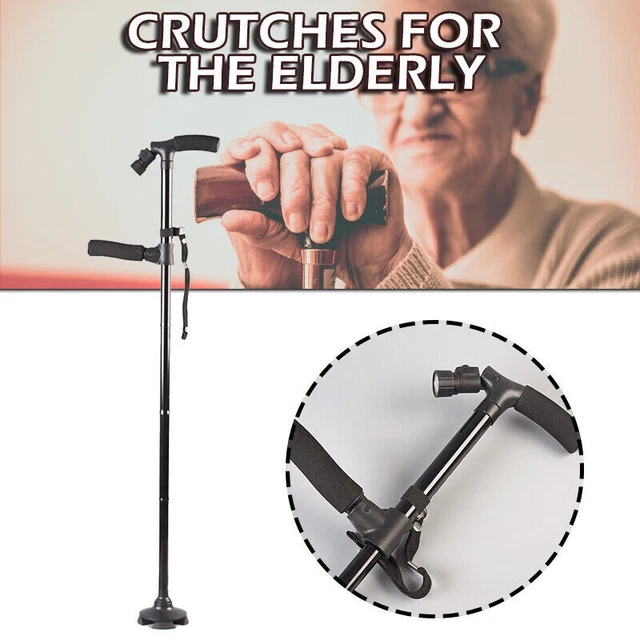 FOLDABLE WALKING STICK Led Light Disability Aluminium Duty Cane Torch ...