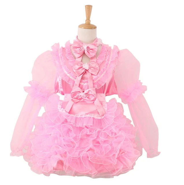 Sissy Maid Pink Satin Lockable Dress Cosplay Costume Tailor Made £4906