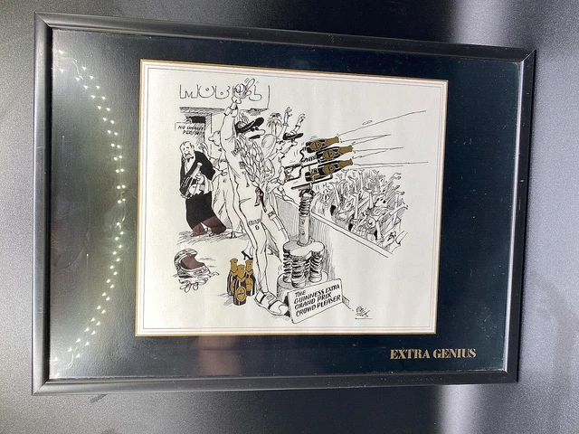 GUINNESS EXTRA GENIUS Formula Grand Prix Cartoon Glazed 17" x 12 ...