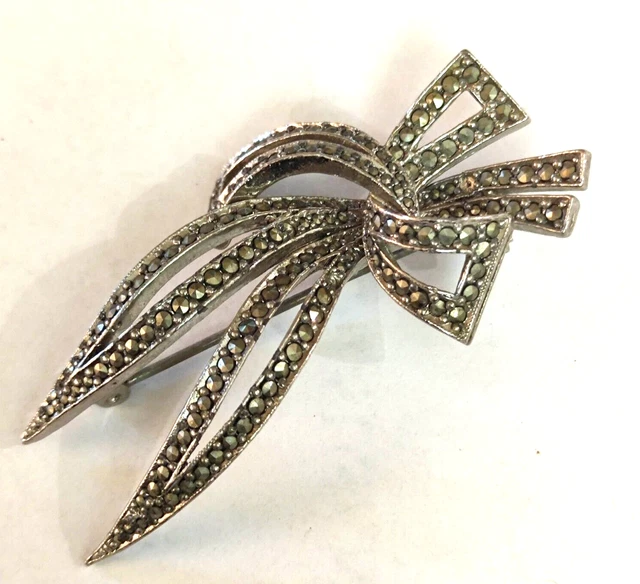 BROCHE VINTAGE AMERICANA Hoja Plata Años 60 Con Marcasita - Vtg EUR 28 ...