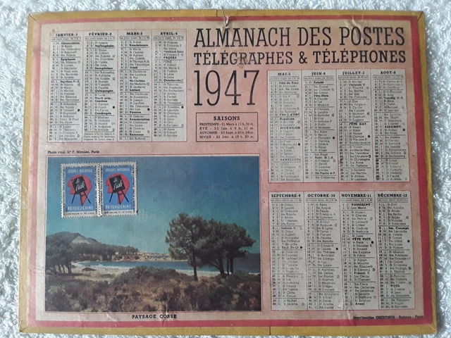 CALENDRIER PTT - almanach de la poste 1947 - Corse EUR 7,00 - PicClick FR