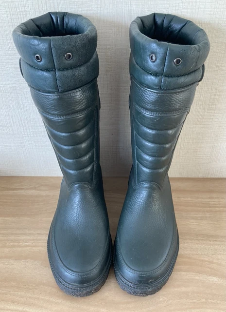 DERRI BOOTS WOMEN’S Green Leather Foam Lined Padded Wellies Made ...