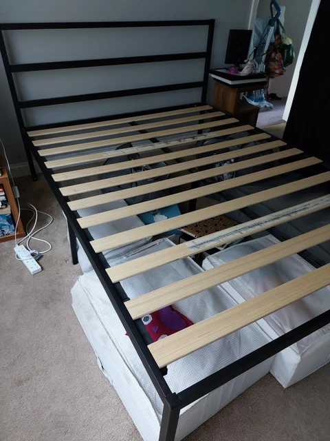 KING SIZE BLACK metal bed frame with underbed storage £26.72 - PicClick UK