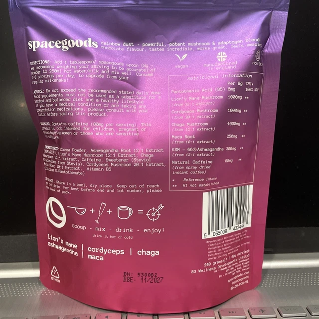 SPACEGOODS RAINBOW DUST x 1 Superfood Powders 240g - Chocolate Flavour ...