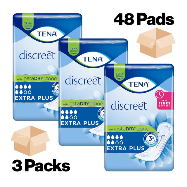 48X TENA LADY Extra Plus Discreet InstaDry Incontinence Pads - 3 Packs ...